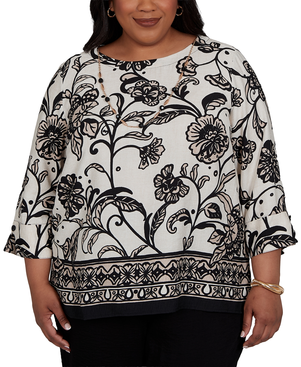 Click here for Alfred Dunner Plus Size Travel Advisory Scroll Bor... prices