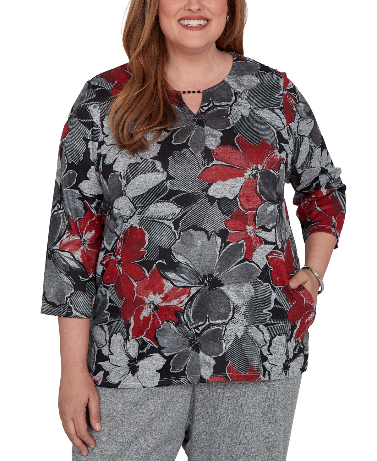 Click here for Alfred Dunner Plus Size Classic Textured Floral Sp... prices
