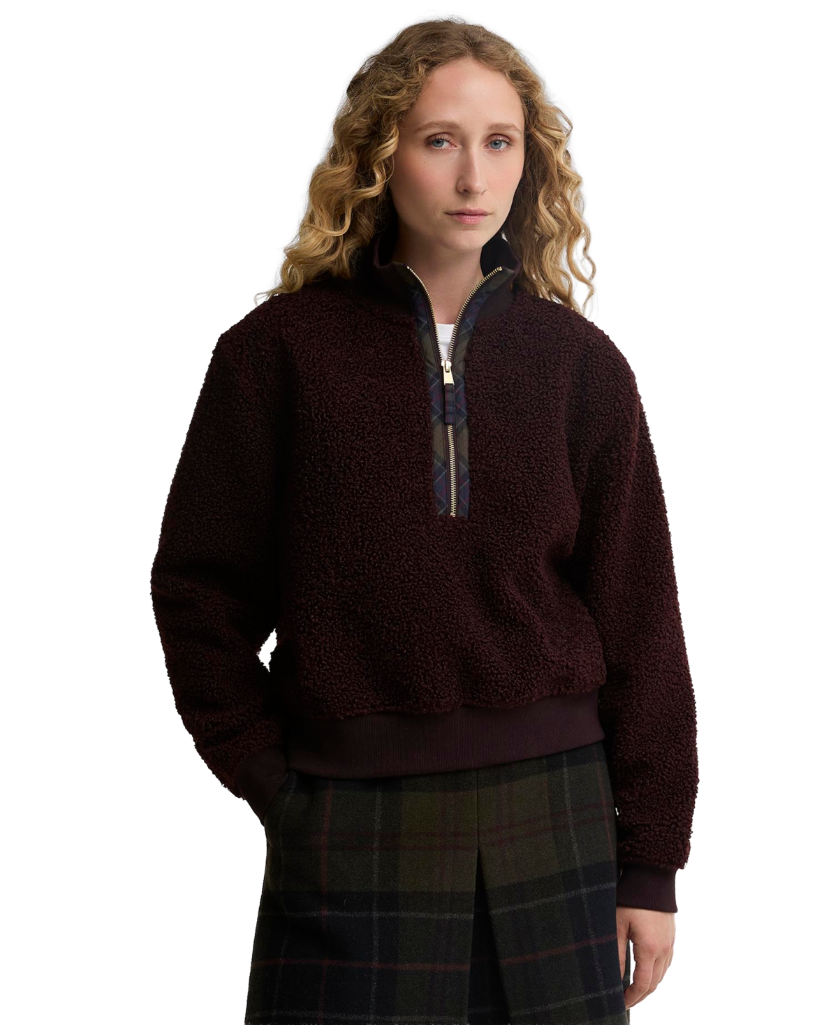 Click here for Barbour Womens Fawne Quarter-Zip Fleece Sweatshirt... prices