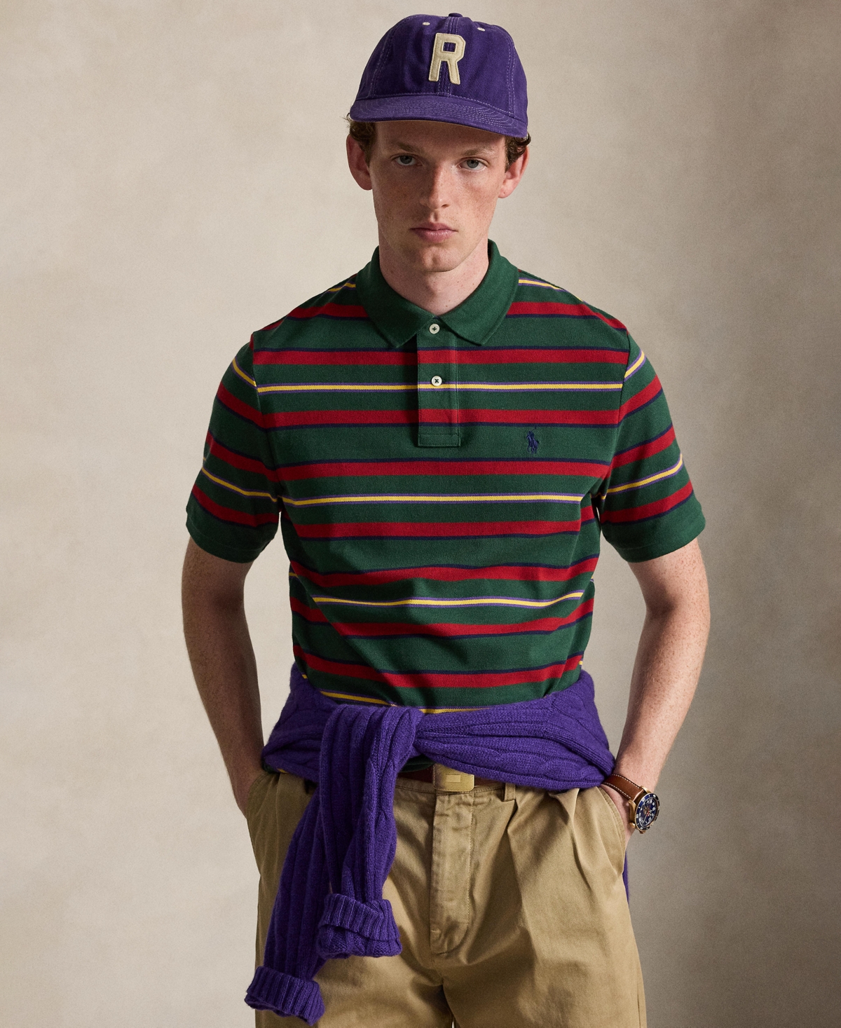 Click here for Polo Ralph Lauren Mens Classic-Fit Stripe Mesh Pol... prices