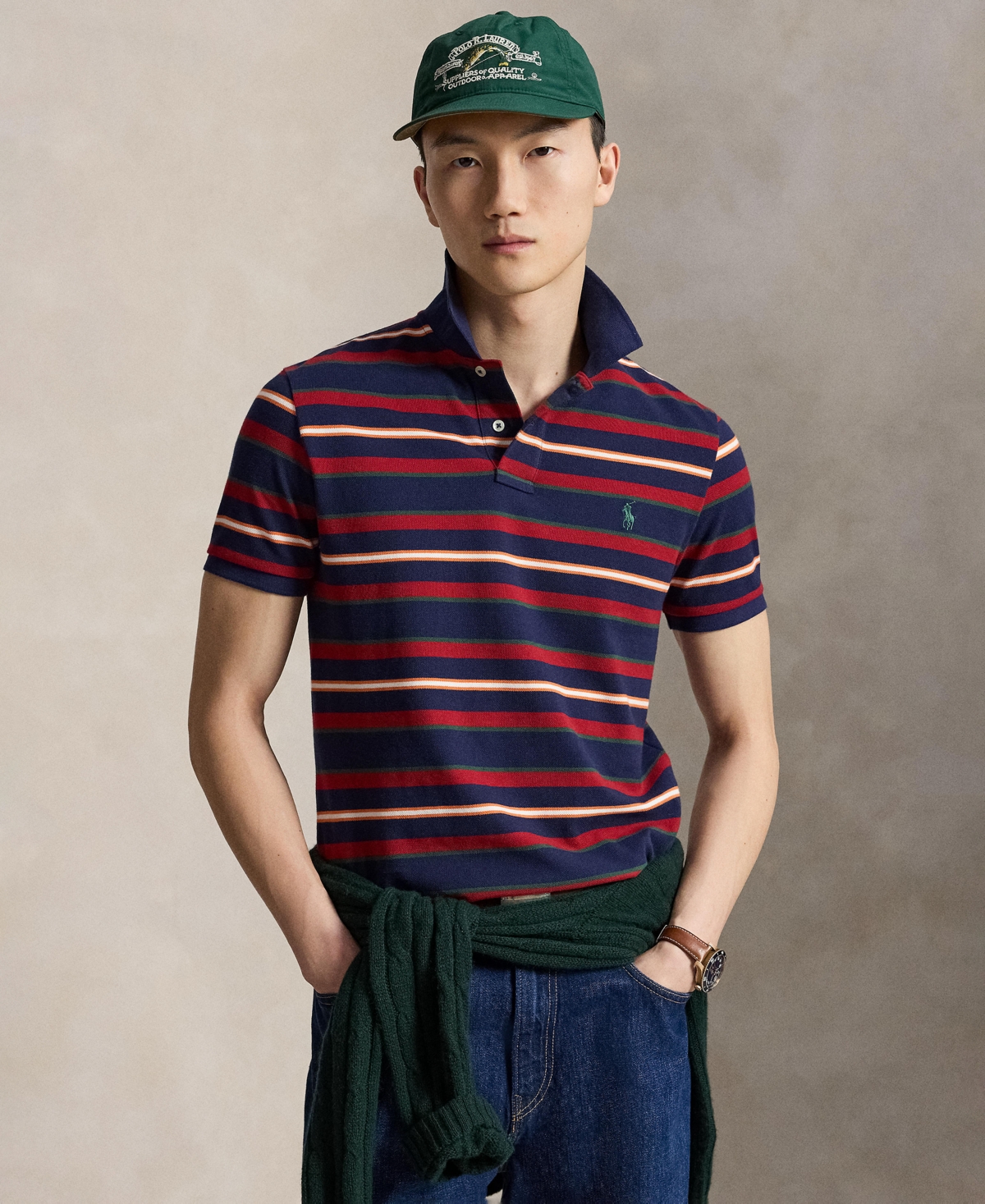 Click here for Polo Ralph Lauren Mens Classic-Fit Stripe Mesh Pol... prices