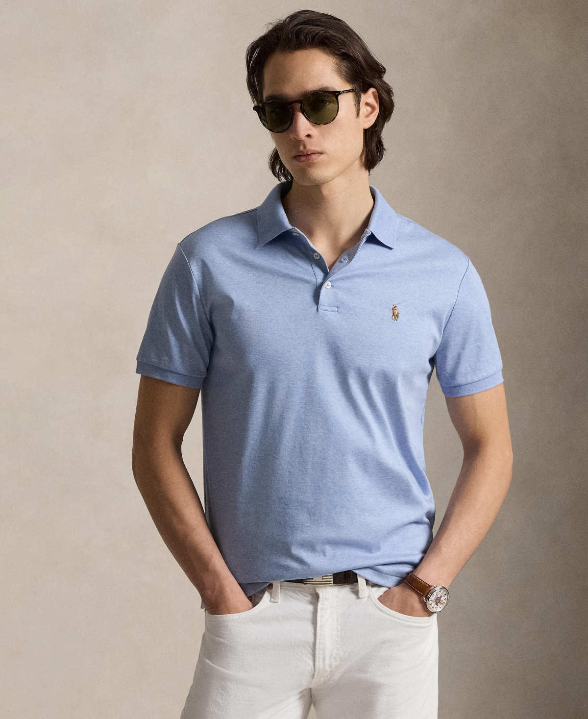 Click here for Mens Slim-Fit Soft Cotton Polo Shirt - Isle Heathe... prices