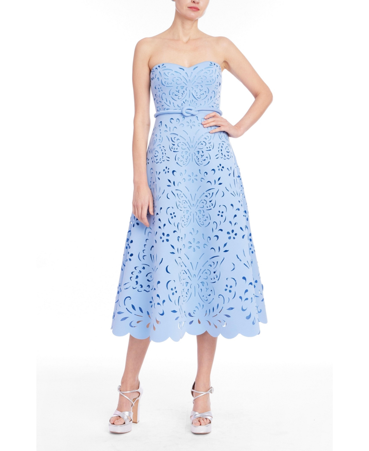 Click here for Badgley Mischka Womens The Strapless Laser Cut Mid... prices
