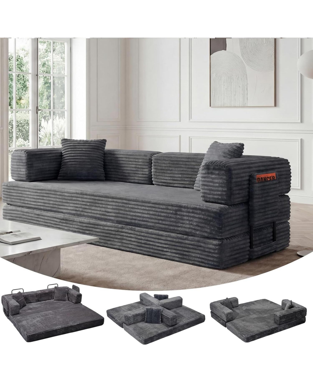 Click here for homfan 5-in-1 Convertible Sofa Bed  80.7 Corduroy... prices