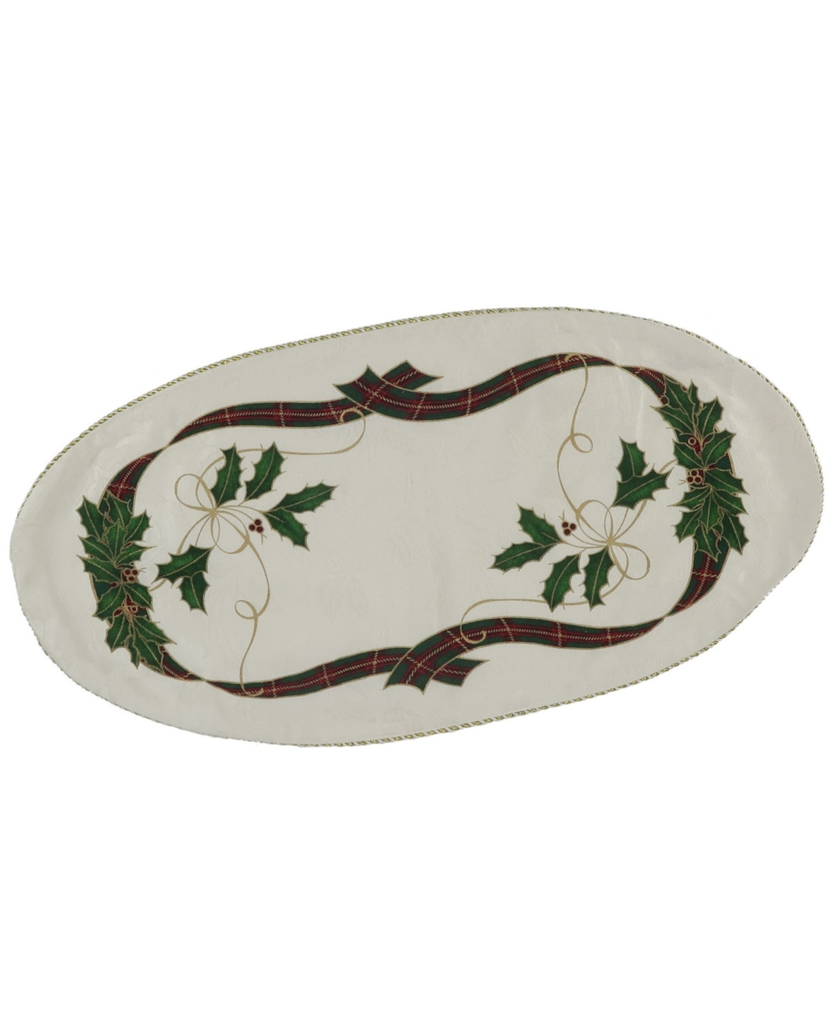 Click here for Lenox Holiday Nouveau Holly Berry Ribbon Plaid Cen... prices