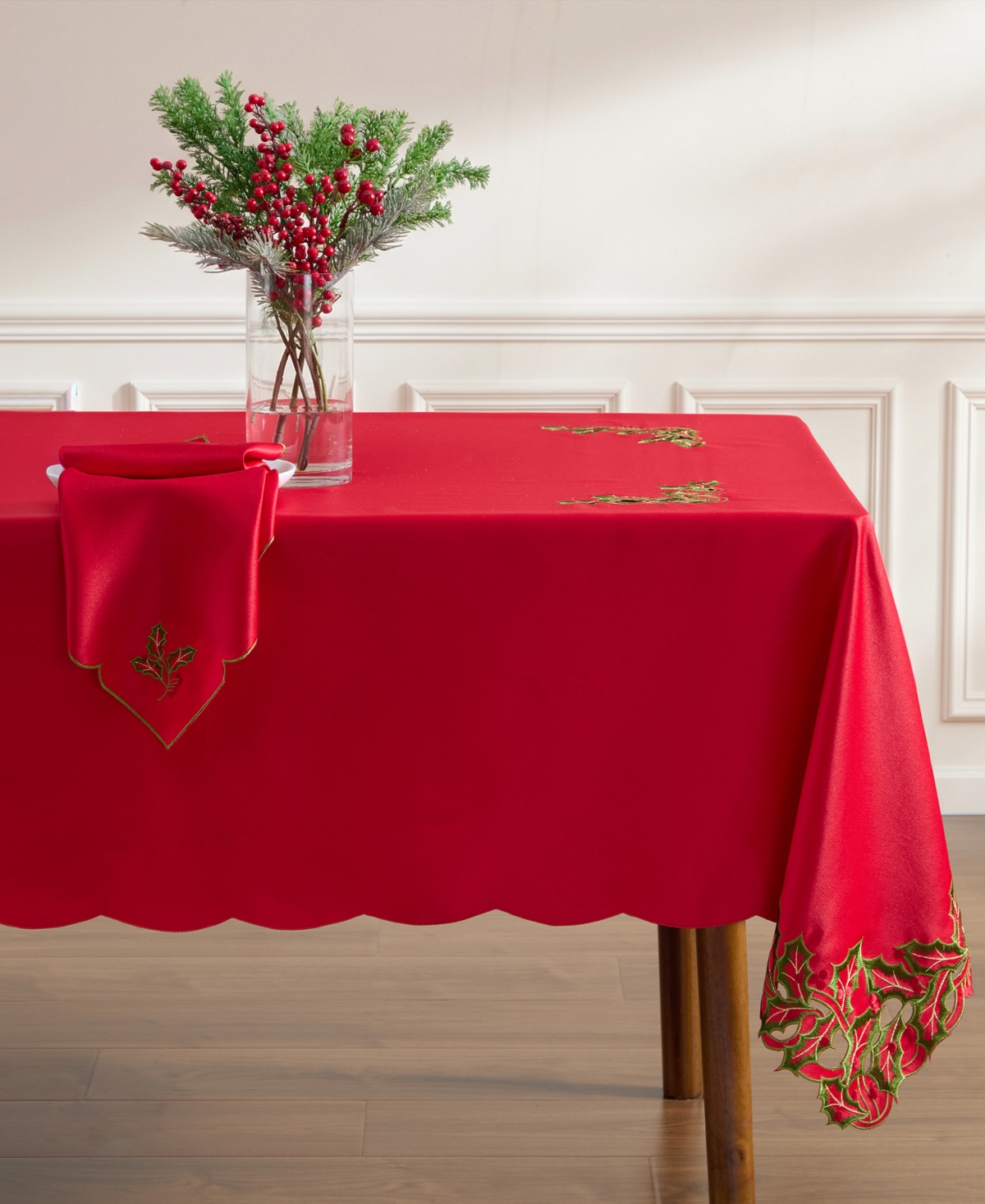 Click here for Lenox Holiday Holly Embroidered Tablecloth  60 x 1... prices