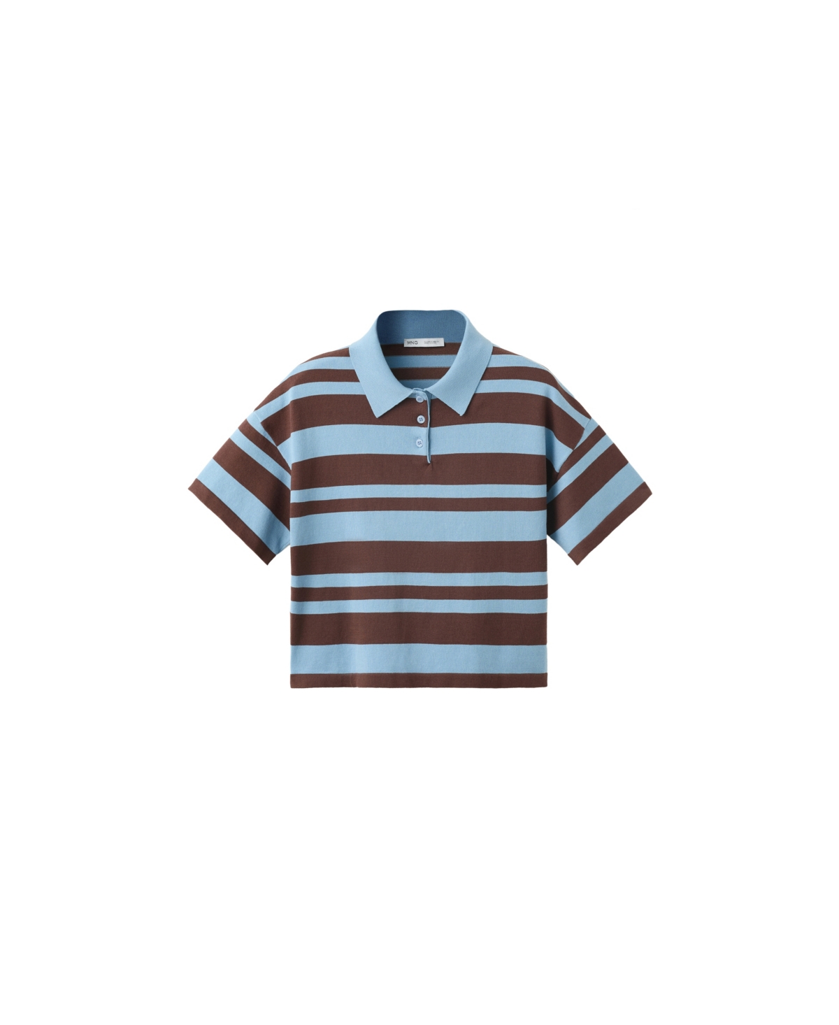 Click here for Mango Womens Striped Cotton Polo Shirt - Sky Blue prices