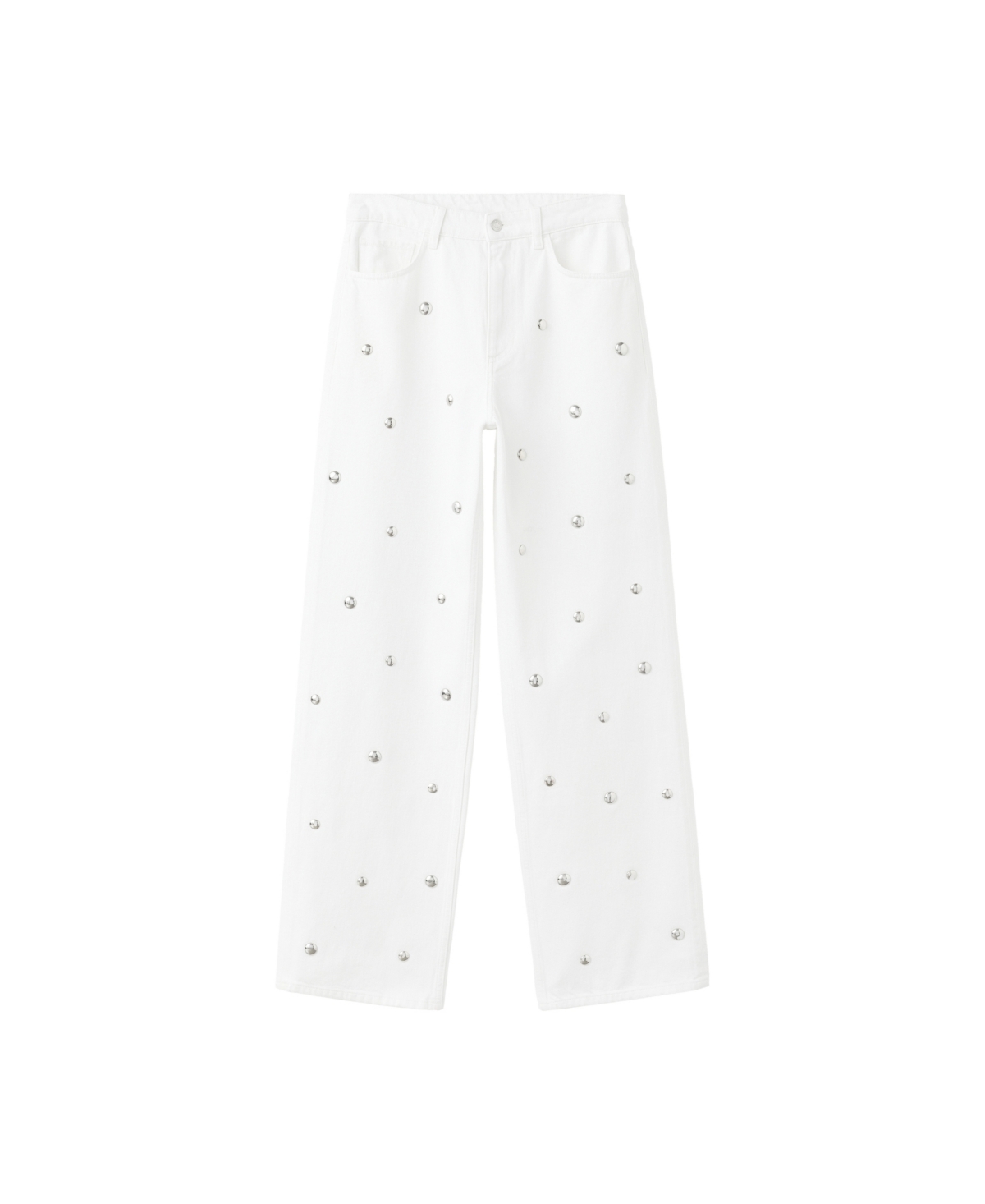 Click here for Mango Womens Wide-Leg Studded Jeans - Off White prices
