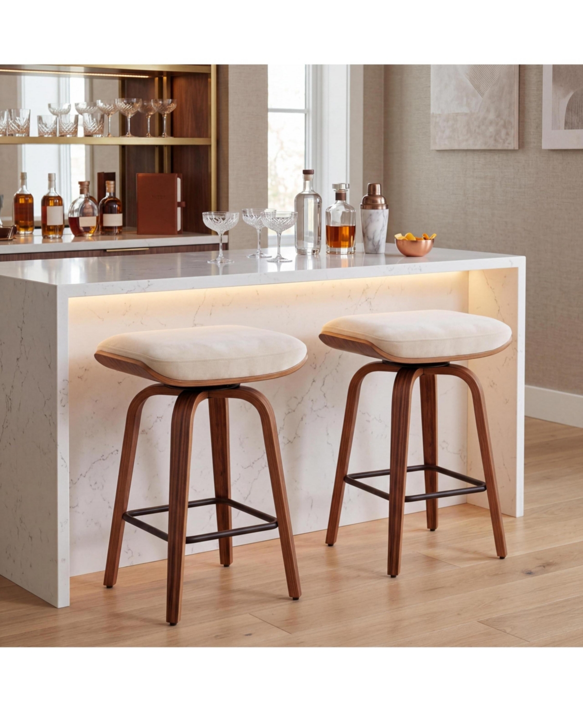 Click here for gaomon Set of 2 Backless Swivel Counter Stools Sad... prices