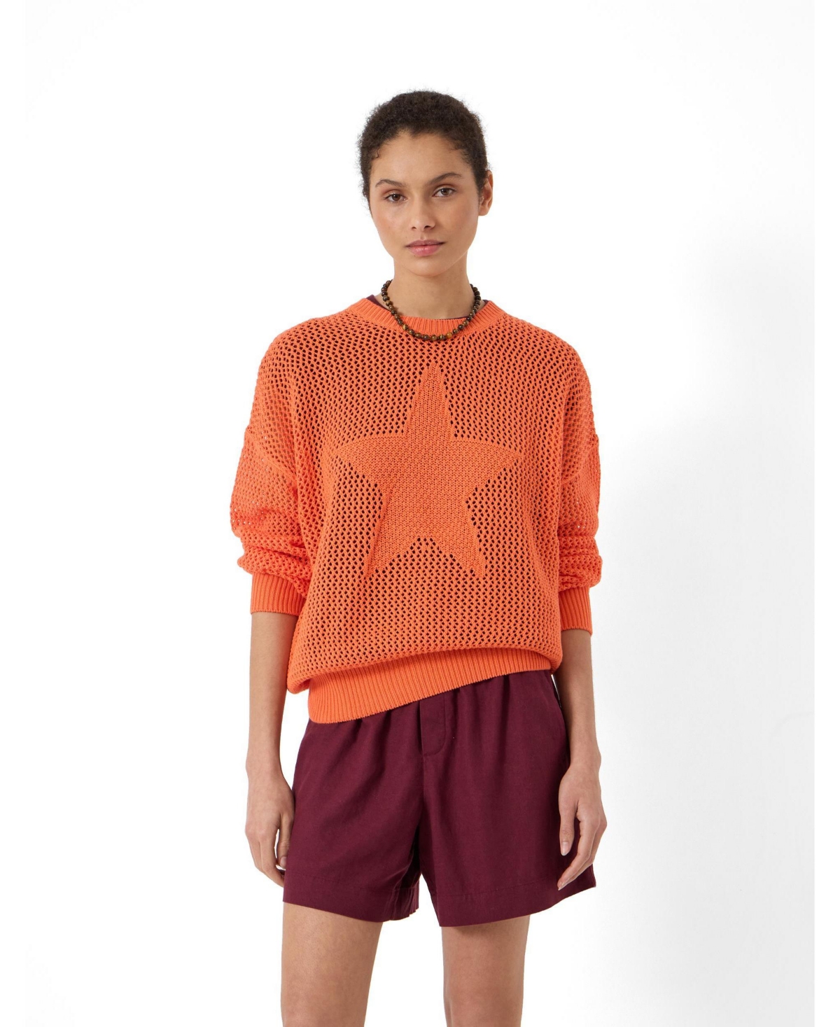 Click here for Hush Womens Lillie Open-Knit Star Graphic Crewneck... prices