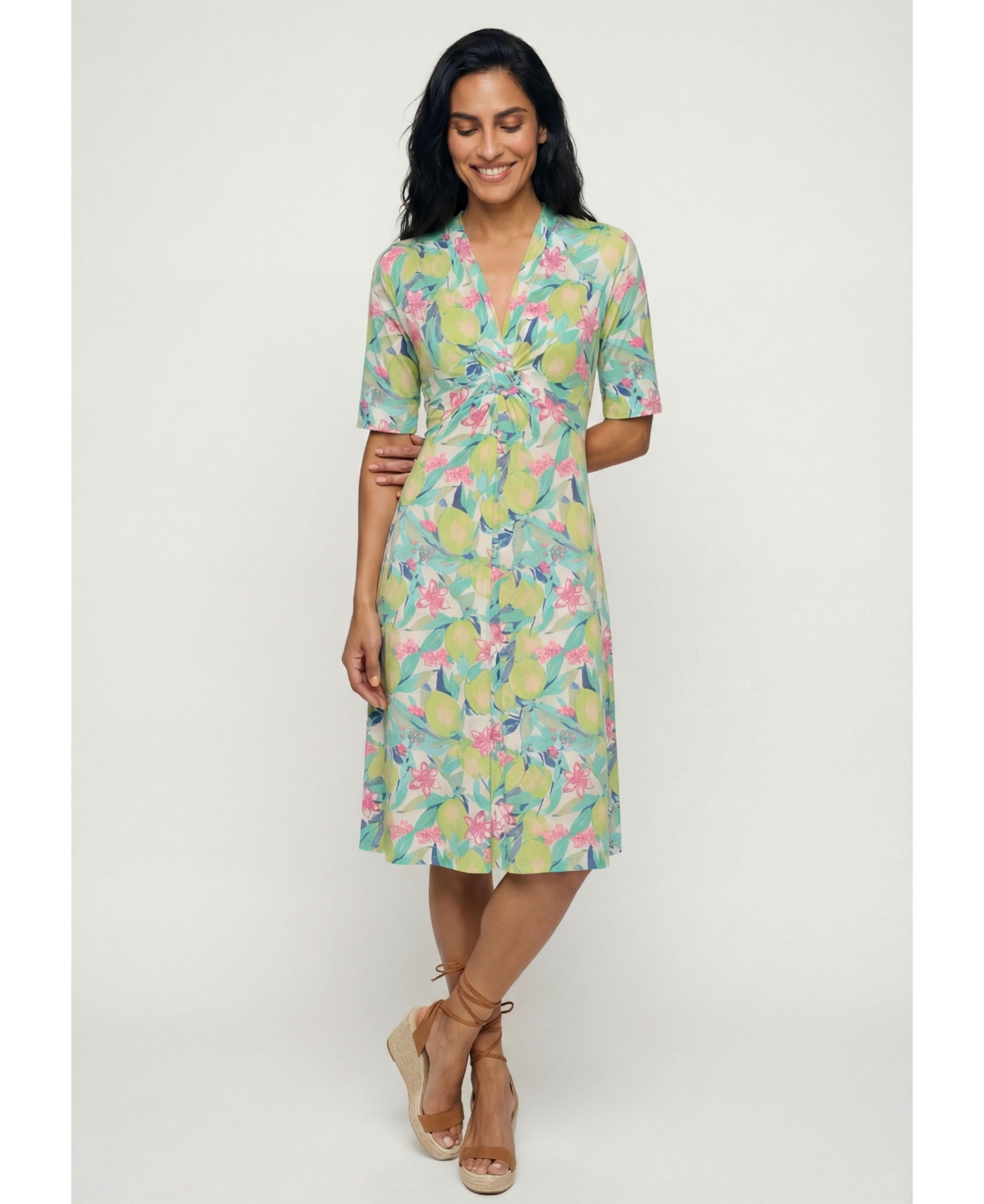 Click here for Olsen Womens Lush Lemon A-Line Dress - Pool blue prices