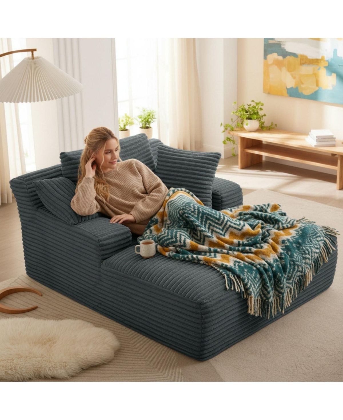 Click here for Sailvan Oversized Chaise Lounge Chair  Corduroy Up... prices