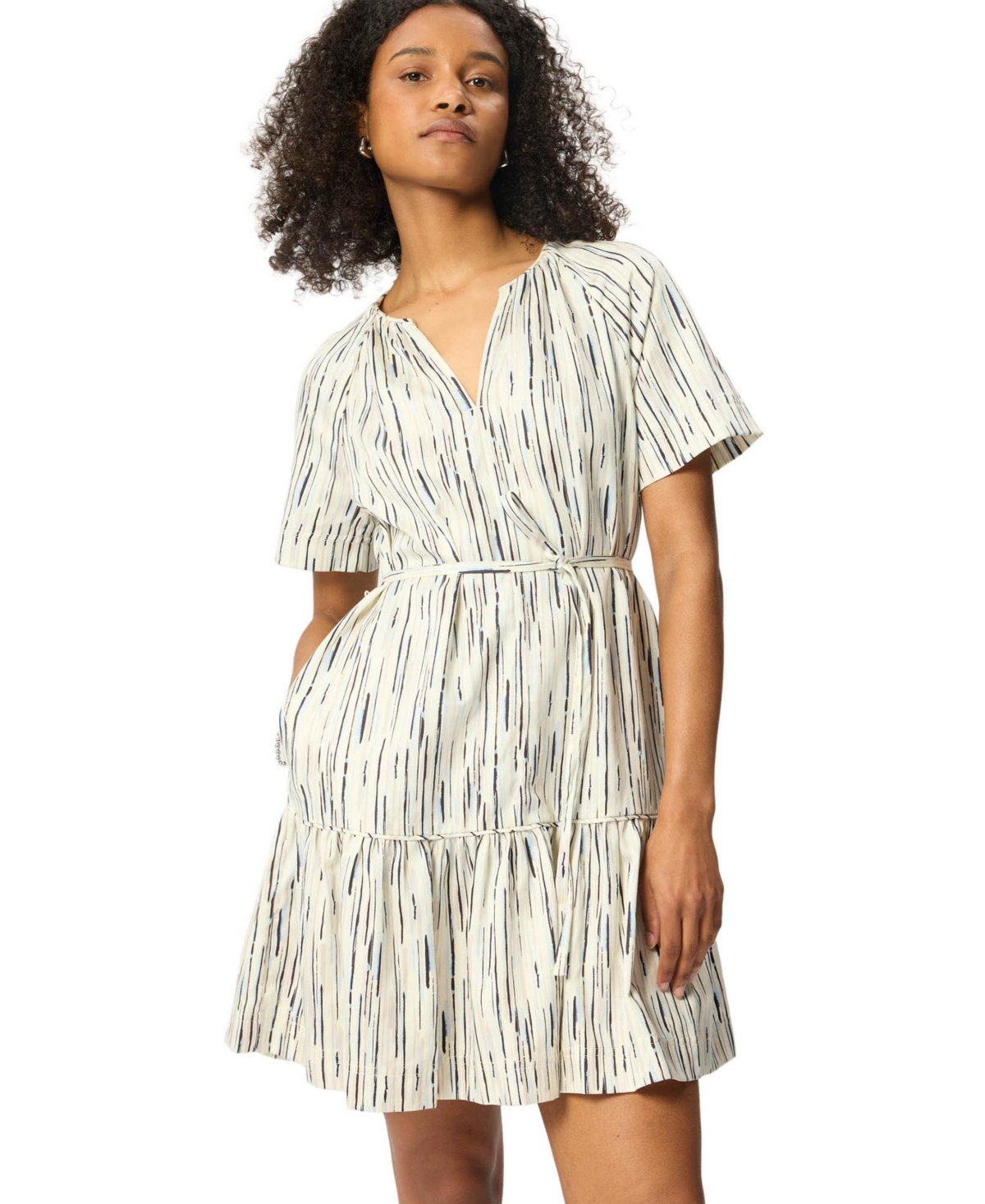 Click here for Whistles Womens Abstract Stripe Short Dress - Ivor... prices