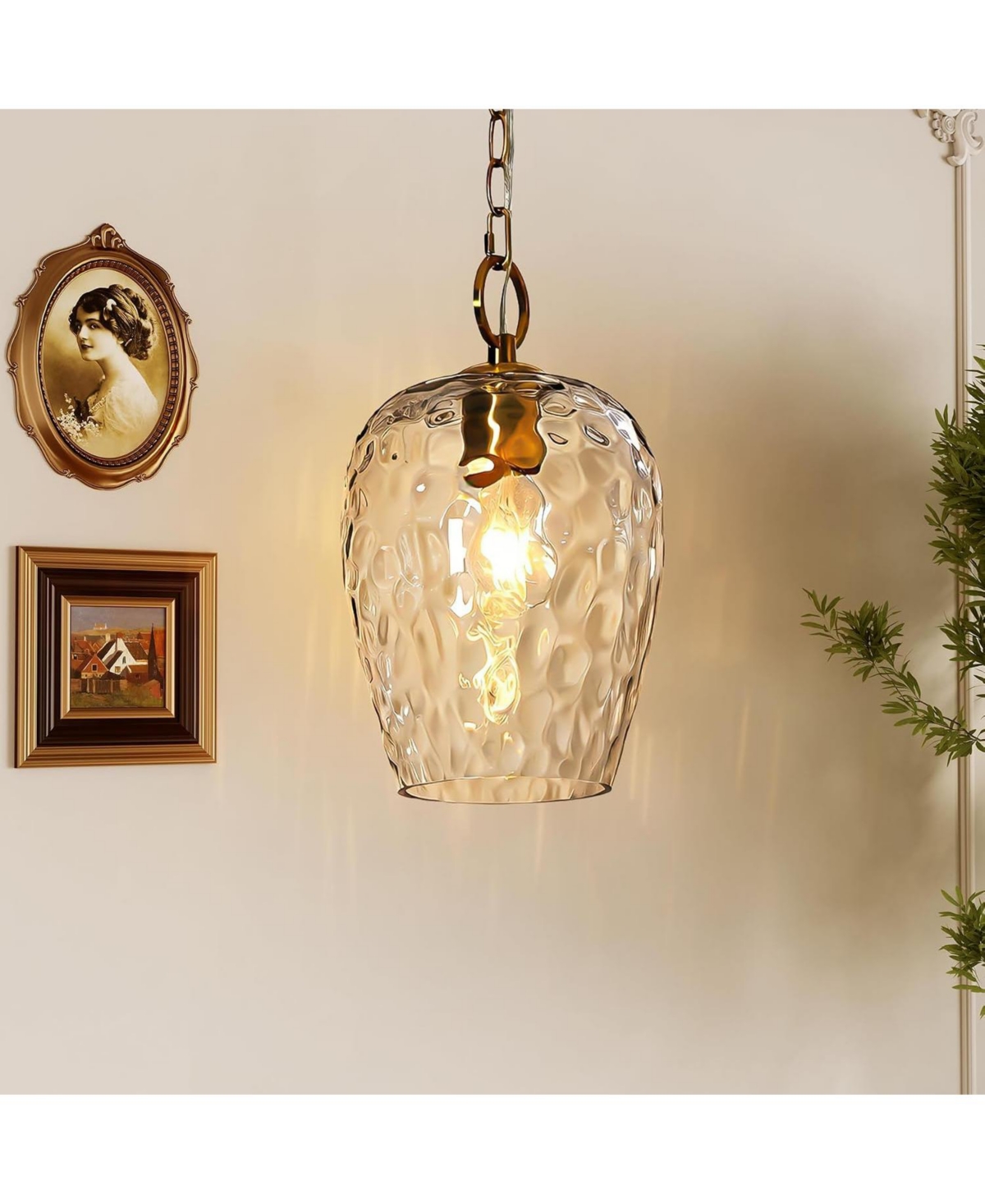Click here for Tribesigns Hammered Glass Pendant Light with Adjus... prices