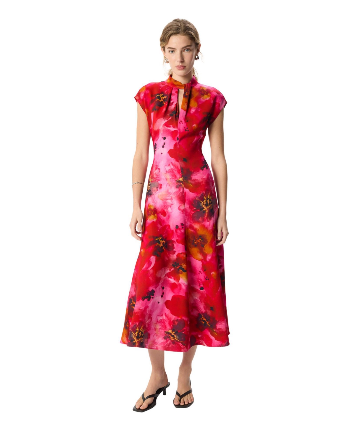 Click here for Whistles Womens Painterly Floral Midi Dress - Pink... prices