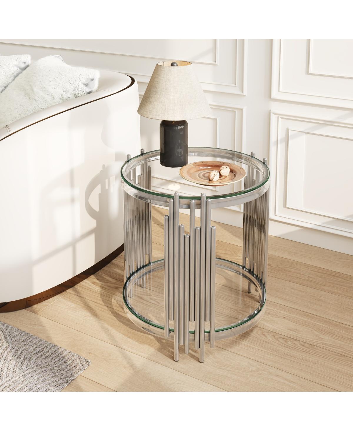 Click here for Streamdale Furniture 19.7 2-Tier Round Glass End T... prices