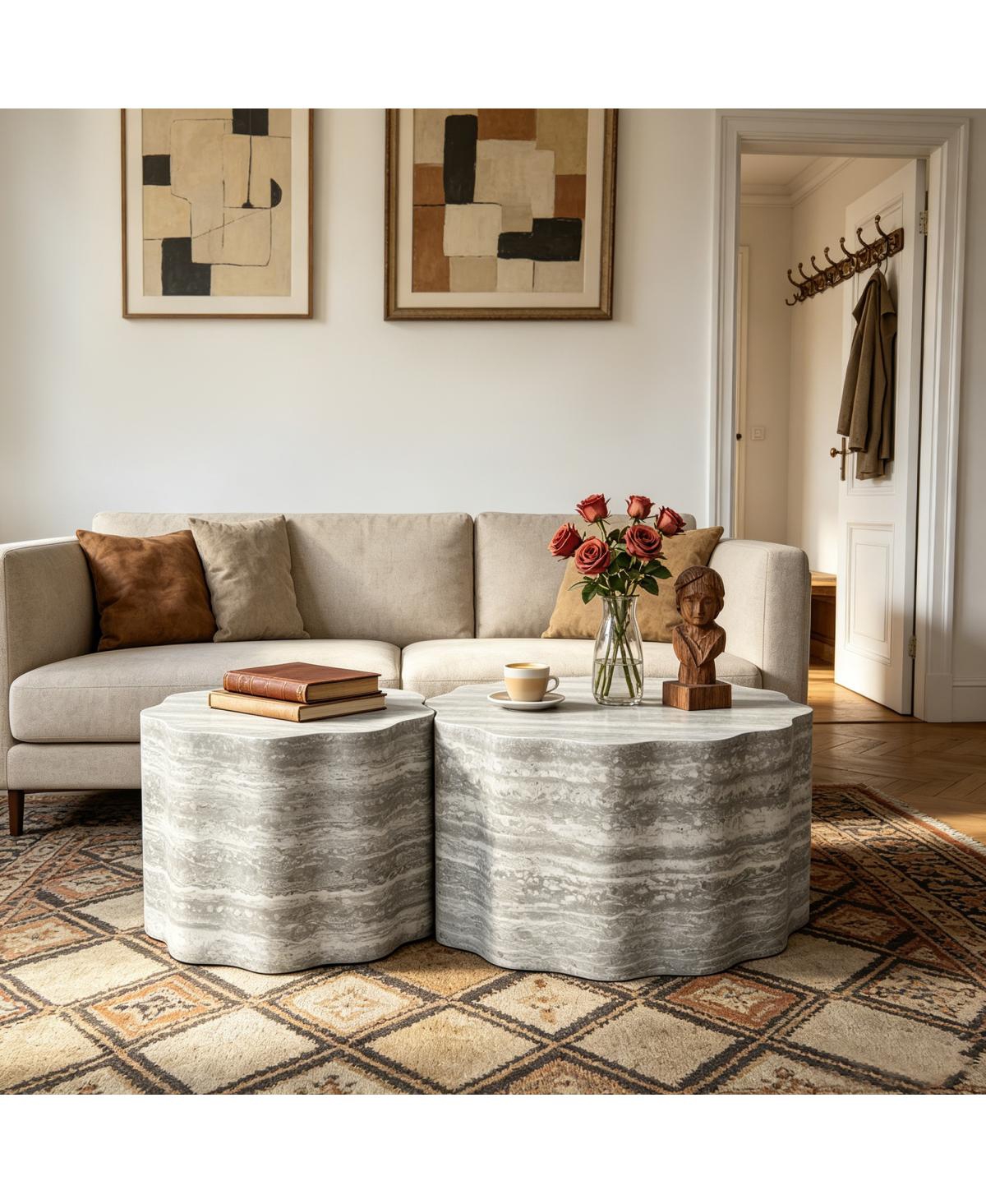 Click here for Streamdale Furniture Set of 2 Round Faux Marble Mo... prices