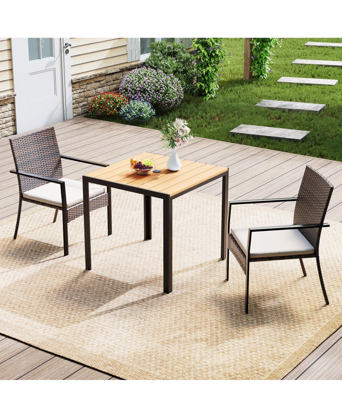 Click here for homfan 3-Piece Patio Dining Set with Square Table... prices