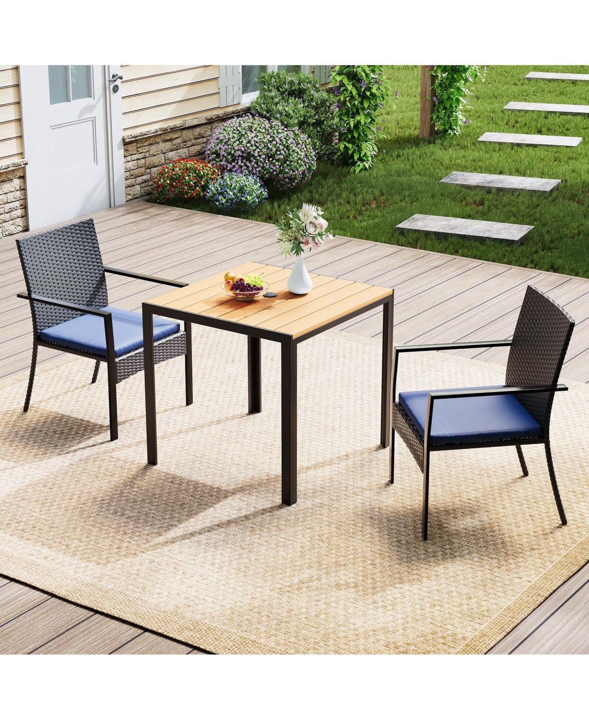 Click here for homfan 3-Piece Patio Dining Set with Square Table... prices