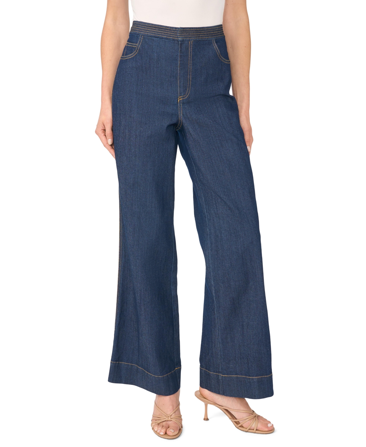 Click here for CeCe Womens Double Contrast High-Waisted Wide-Leg... prices