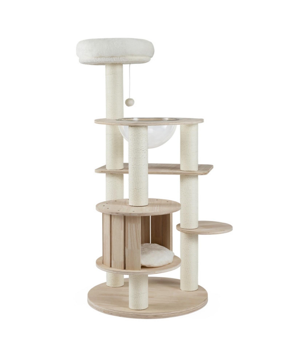 Click here for Hongge Wooden 52 Inch Cat Tree Tower with Enclosed... prices