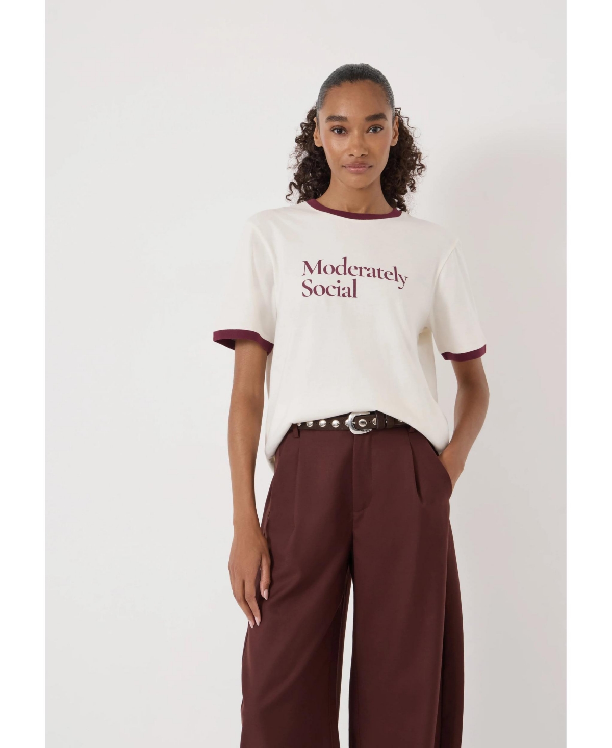 Click here for Hush Womens Moderately Social Ringer T-shirt - Off... prices
