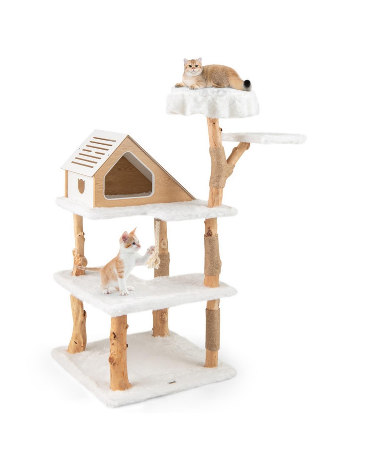 Click here for Hongge 60-Inch Wooden Cat Tree Tower with Two Padd... prices
