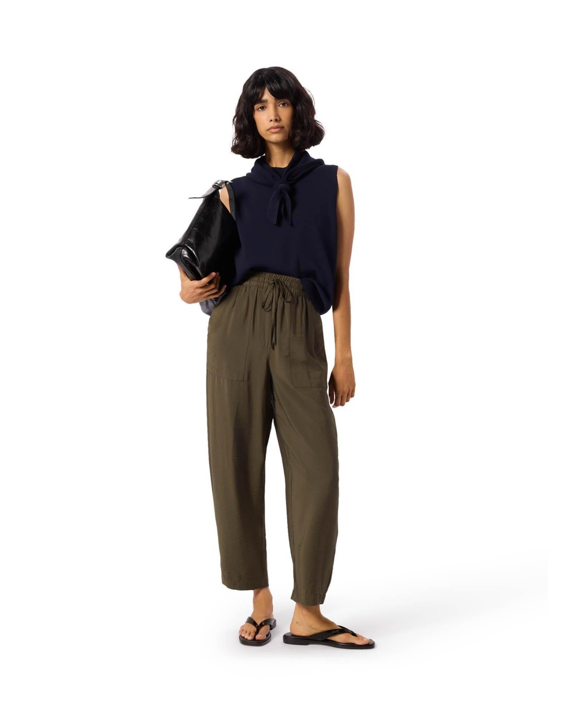 Click here for Whistles womens Tie Waist Trouser - Khaki prices