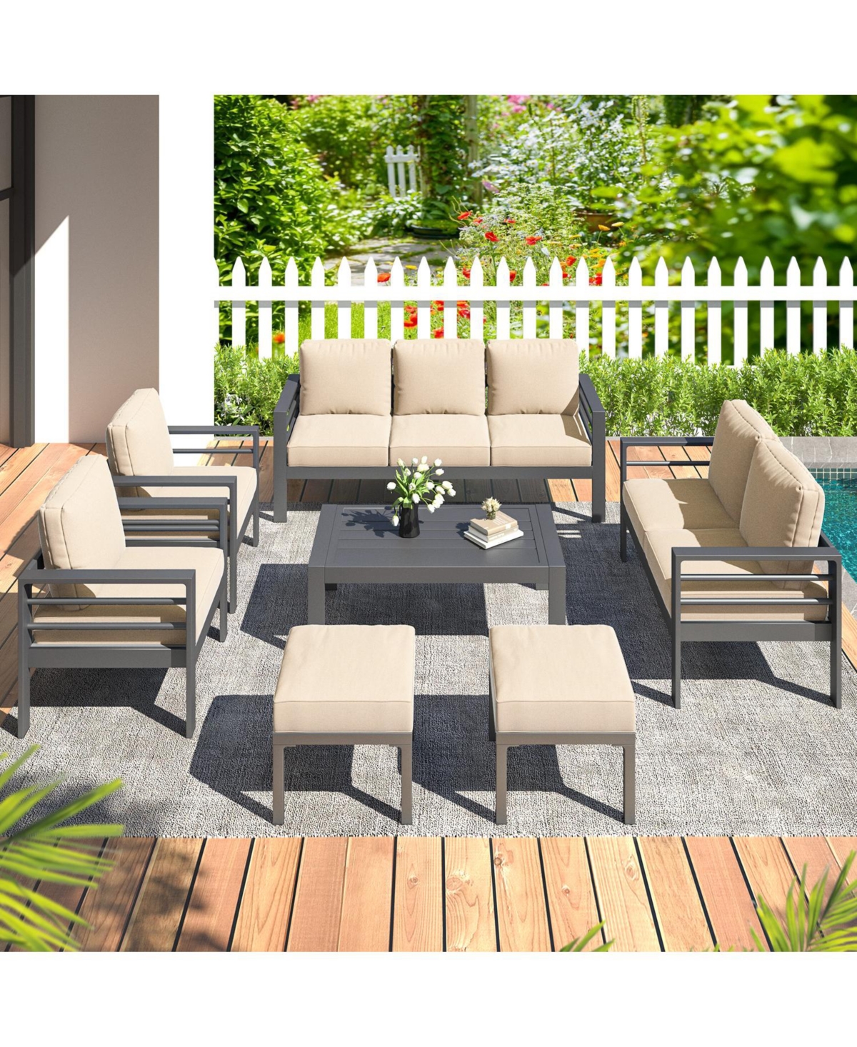 Click here for Aecojoy Aluminum Patio Furniture Set Outdoor Secti... prices