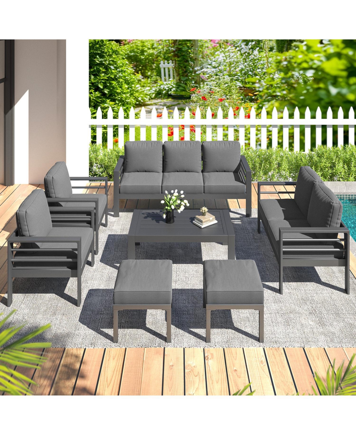 Click here for Aecojoy Aluminum Patio Furniture Set Outdoor Secti... prices