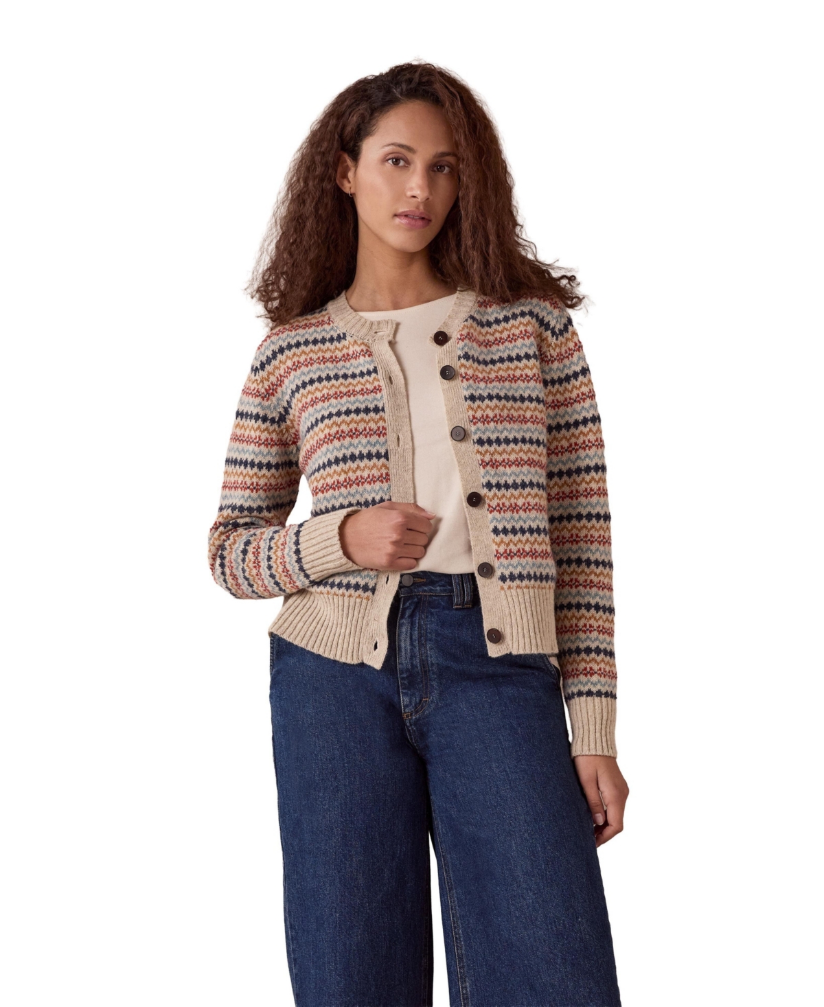 Click here for Celtic & Co. Womens Fair Isle Wool Cardigan - Oatm... prices
