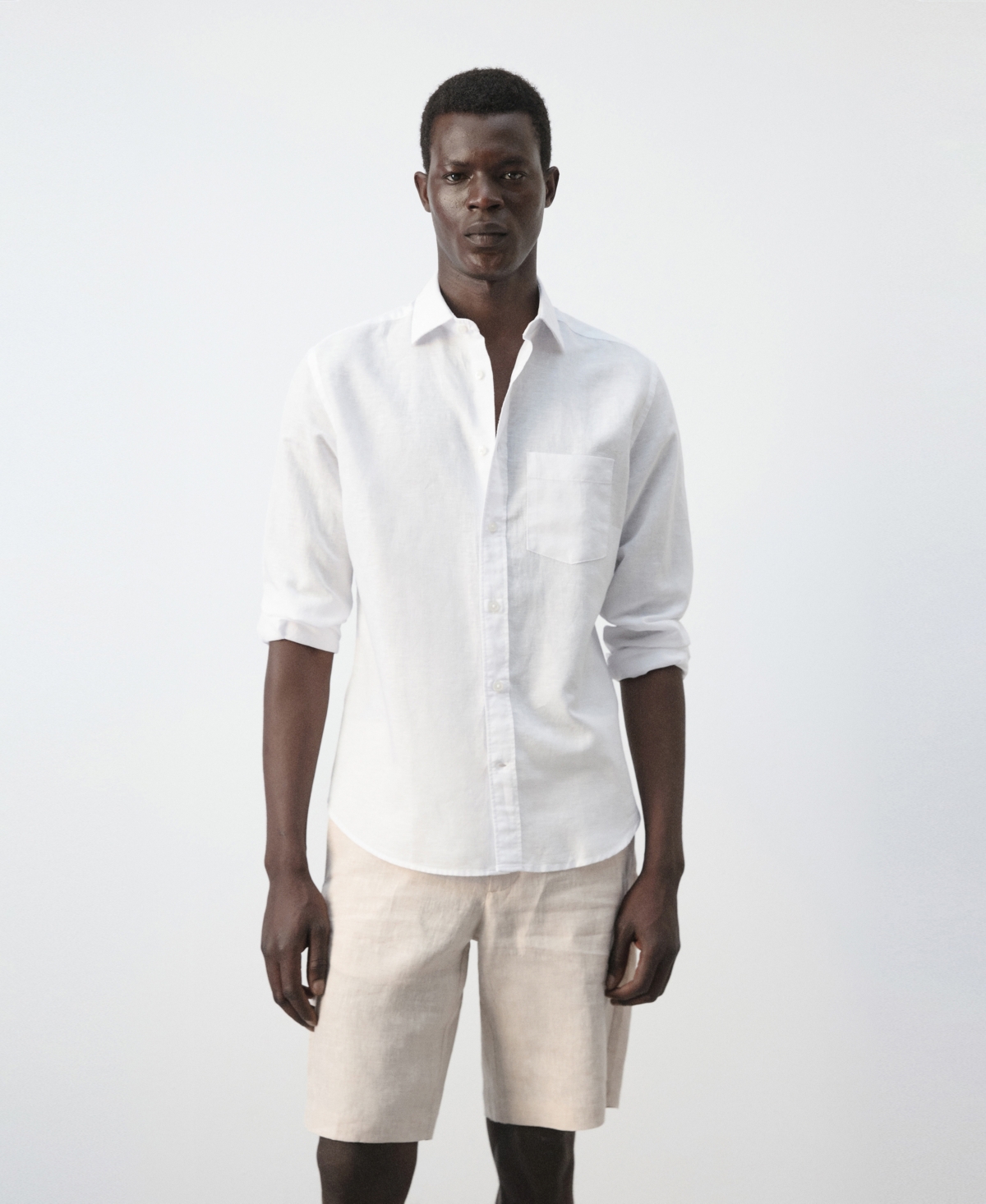 Click here for Mango Mens Pocket Linen Shirt - White prices