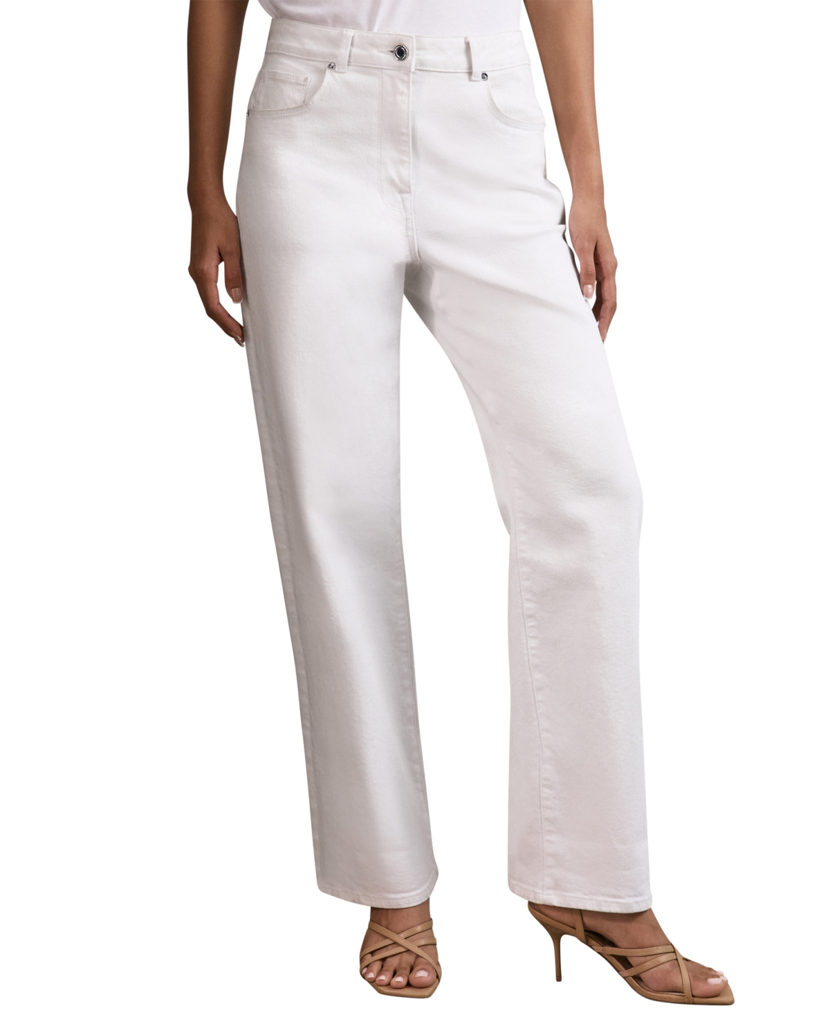 Click here for Reiss Womens Selin Straight-Leg Mid-Rise Stretch J... prices
