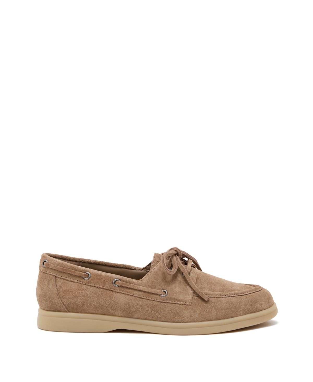 Click here for Reiss Womens Lola Suede Flat Boat Shoes - Taupe prices
