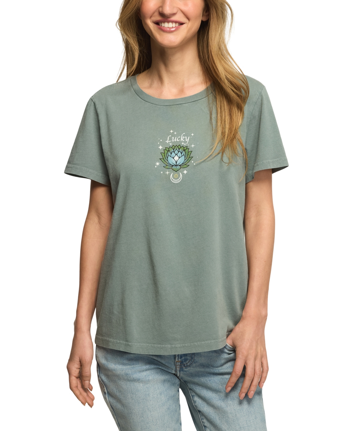 Click here for Lucky Brand Womens Heart Lotus Classic Crew Retro... prices