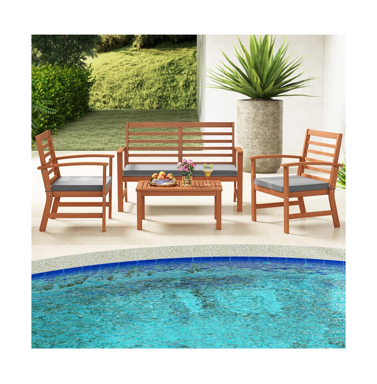 Click here for Boyel Living 4 Pieces Outdoor Furniture Set with S... prices