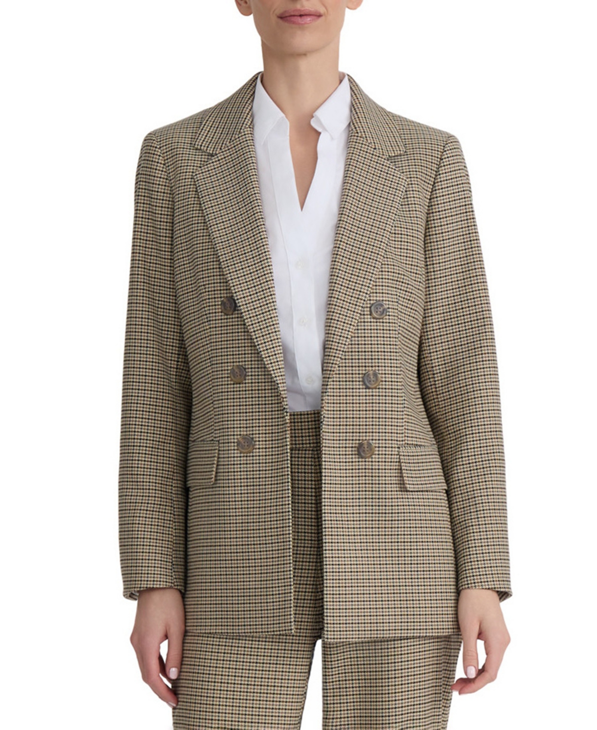 Click here for Jones New York Womens Mini-Houndstooth Faux Double... prices