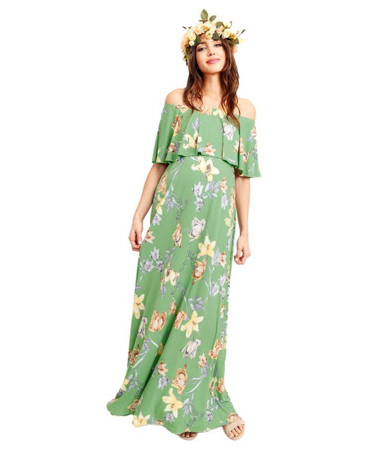 Click here for Hello Miz Womens Off-Shoulder Ruffled Maxi Dress -... prices