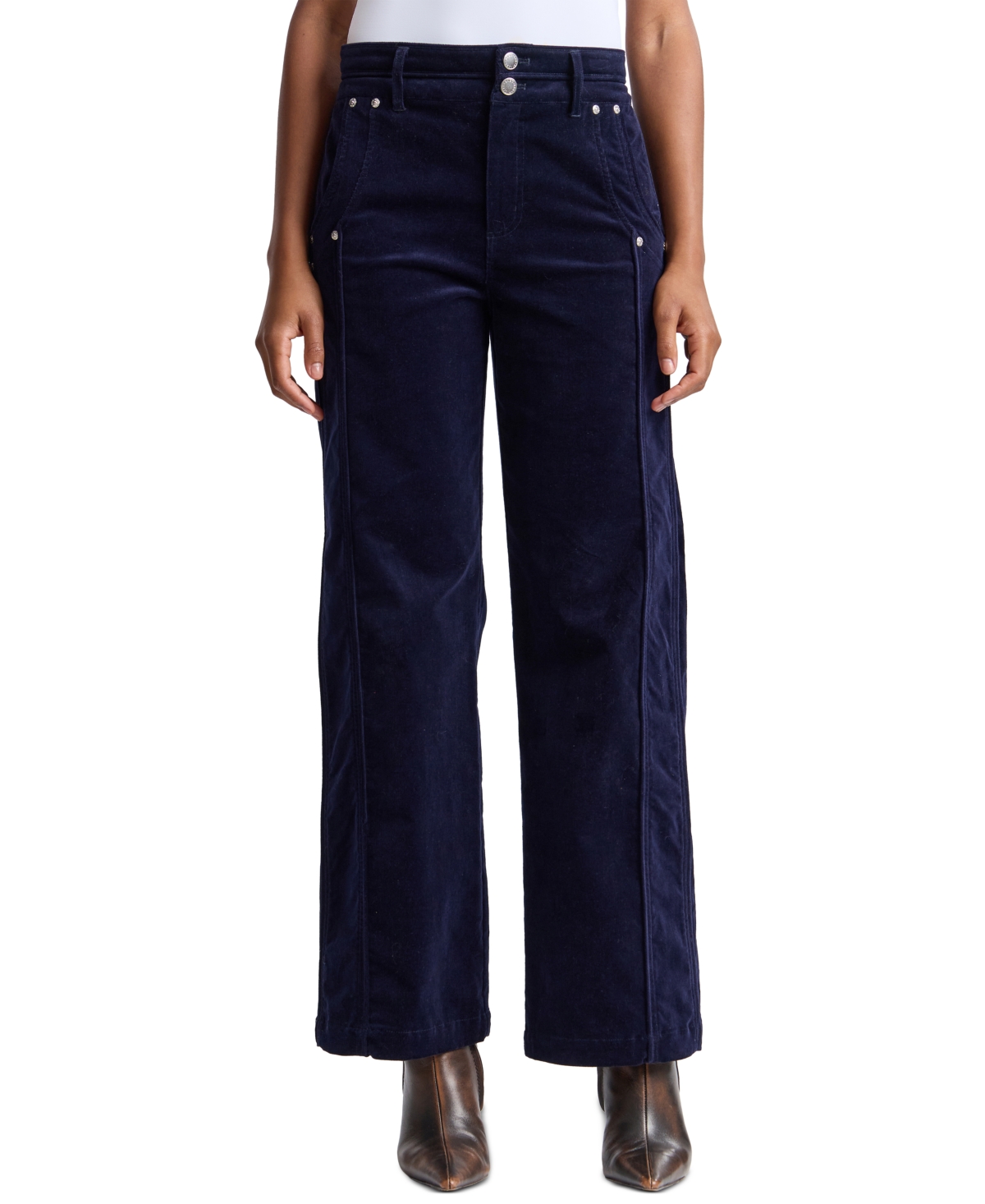 Click here for Avec Les Filles Womens High-Waisted Wide-Leg Pipin... prices