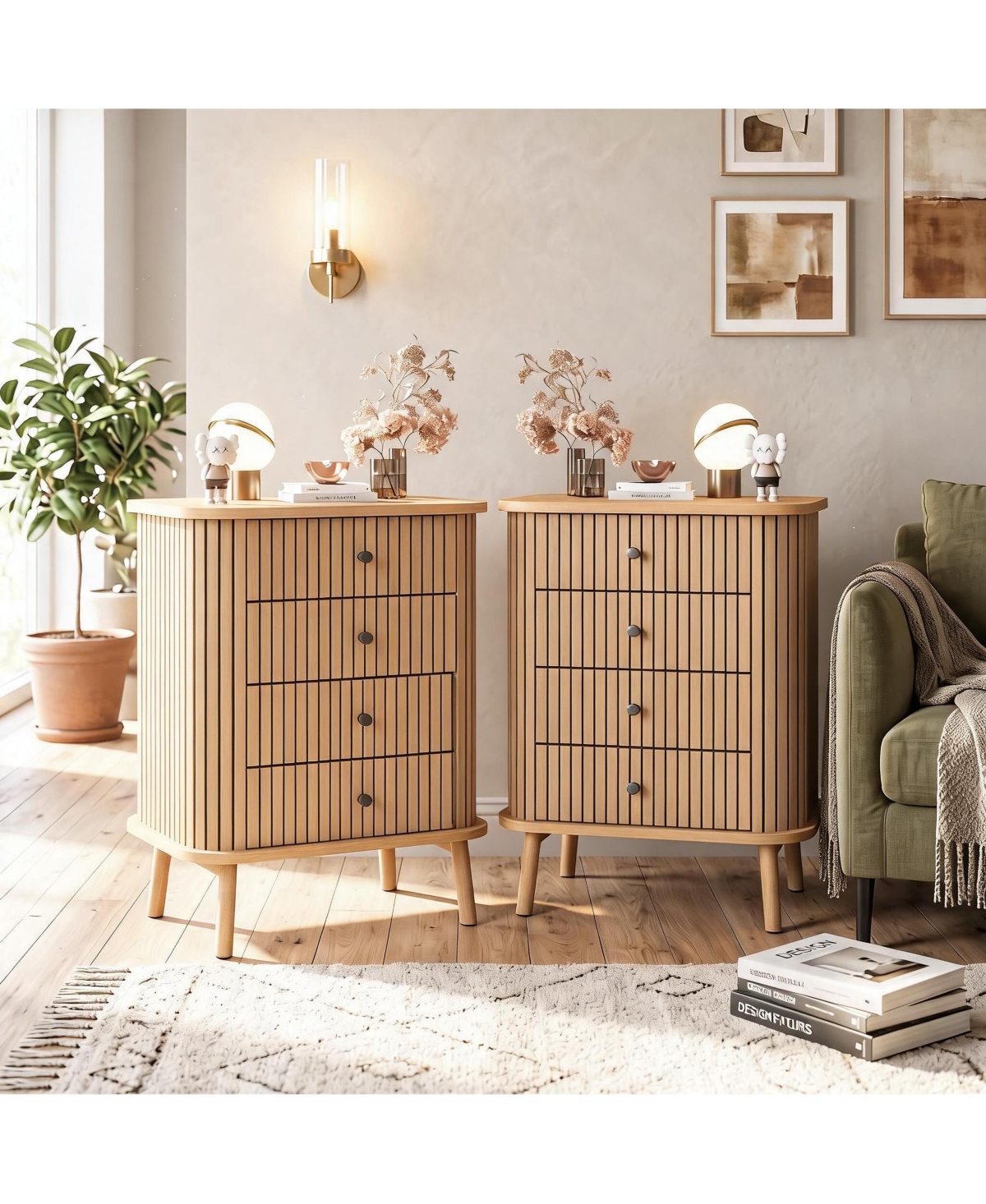 Click here for homfan Boho Nightstands  Wooden Construction with... prices