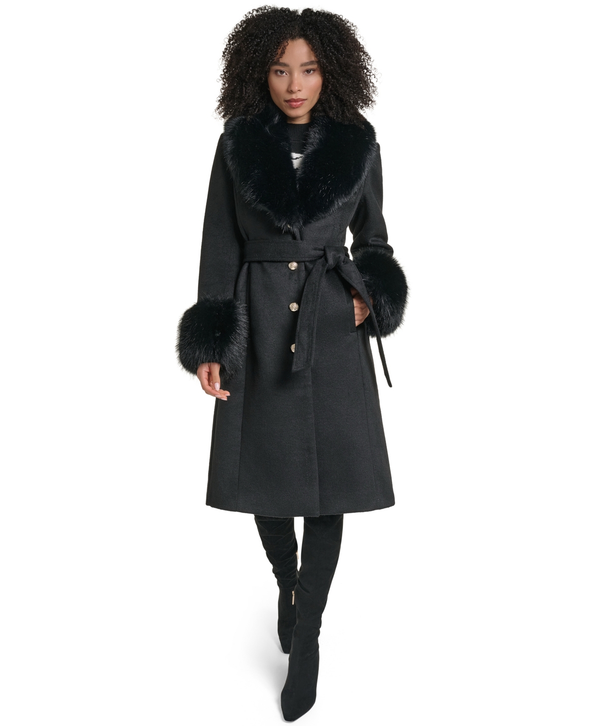 Click here for Karl Lagerfeld Paris Womens Fur Trimmed Single Bre... prices