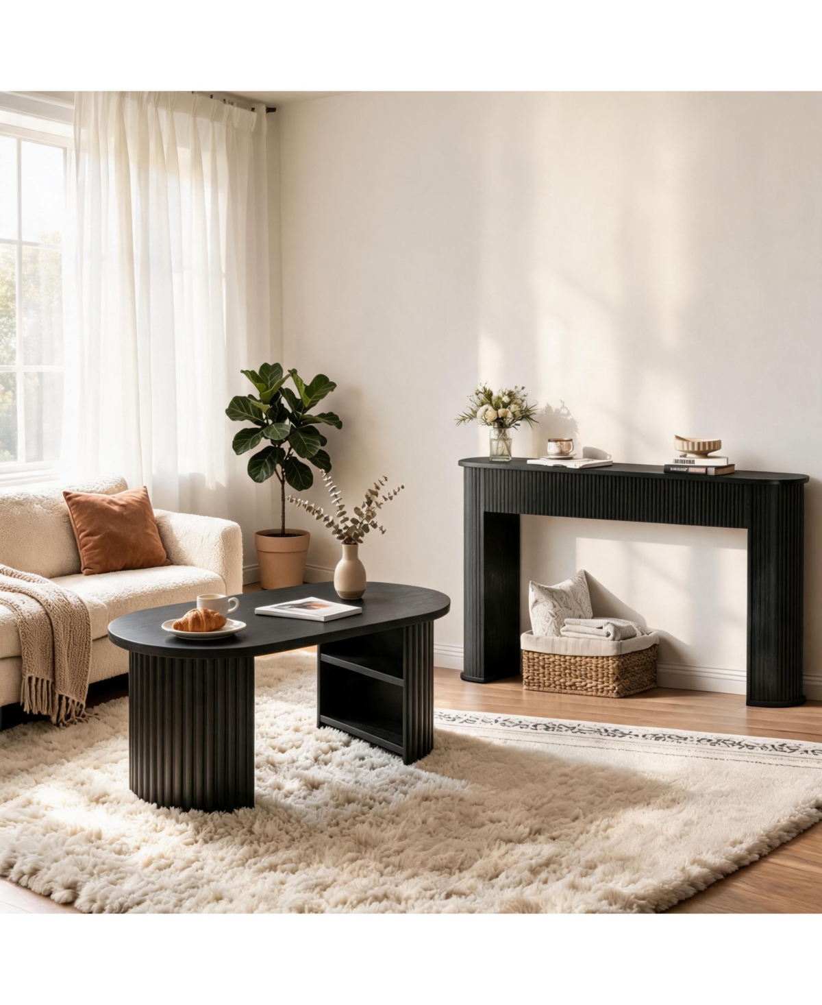 Click here for Gaomon Living Room Furniture Set of 2 Fluted Conso... prices
