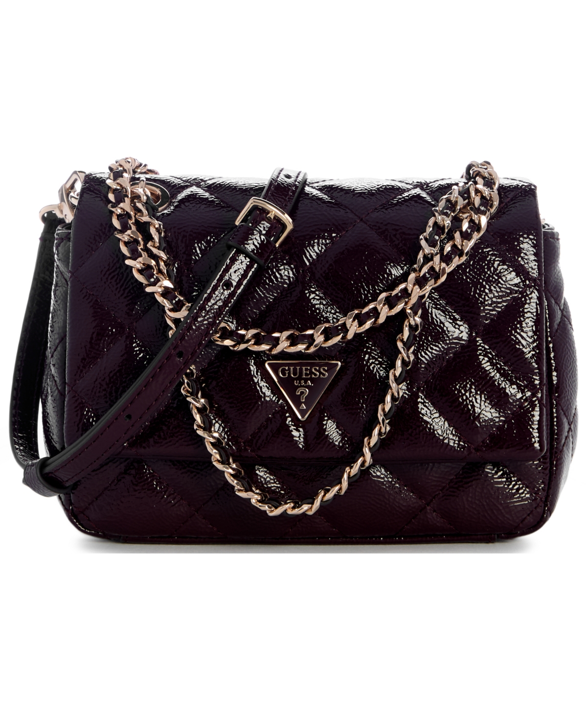 Click here for Guess Juliet Mini Flap Crossbody Handbag - Burgund... prices