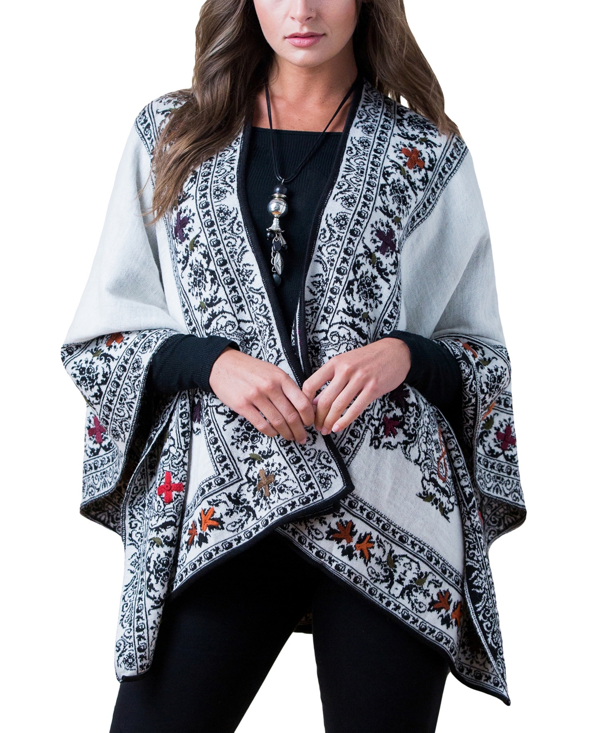 Click here for Simply Natural Reversible Alpaca Ruana - White prices