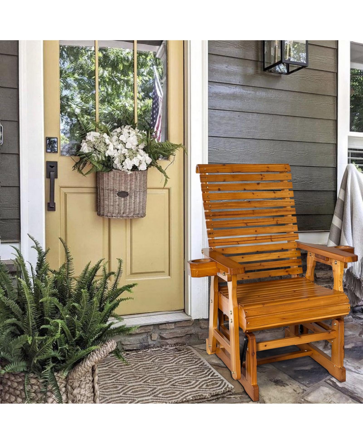 Click here for Mega Casa Solid Wood Outdoor Glider Chair  All-Wea... prices