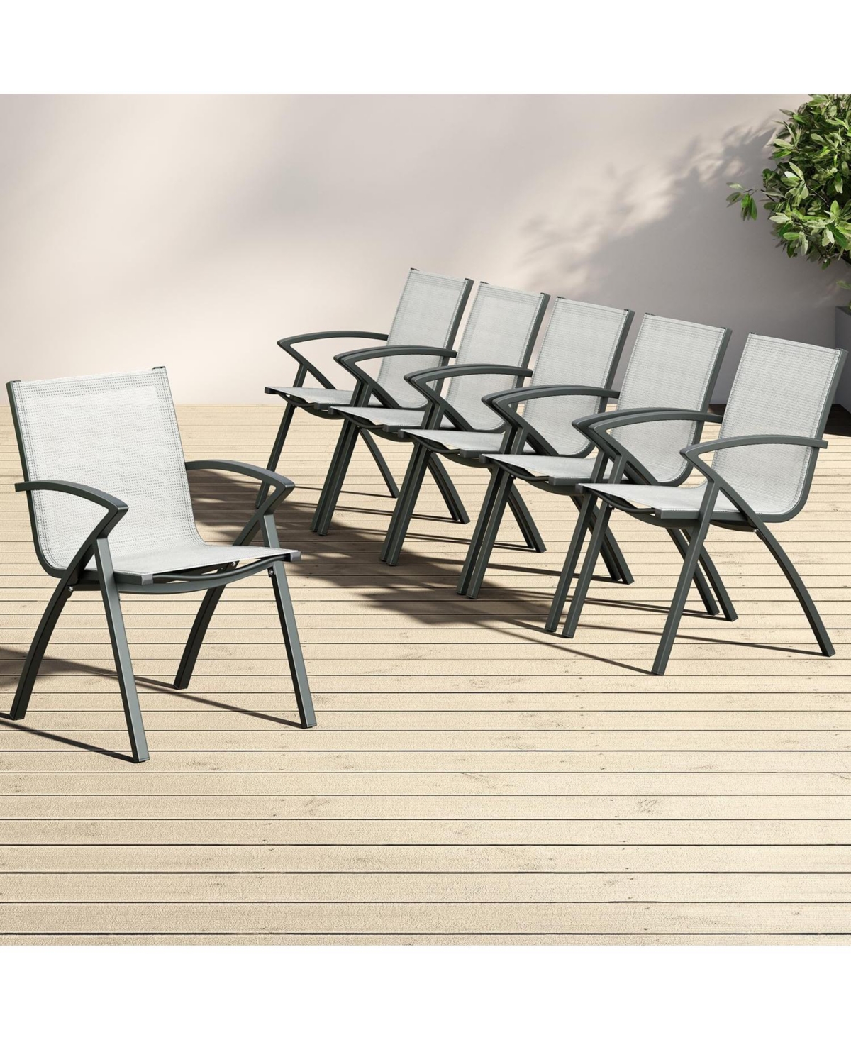 Click here for homfan Set of 6 Aluminum Outdoor Dining Chairs â... prices