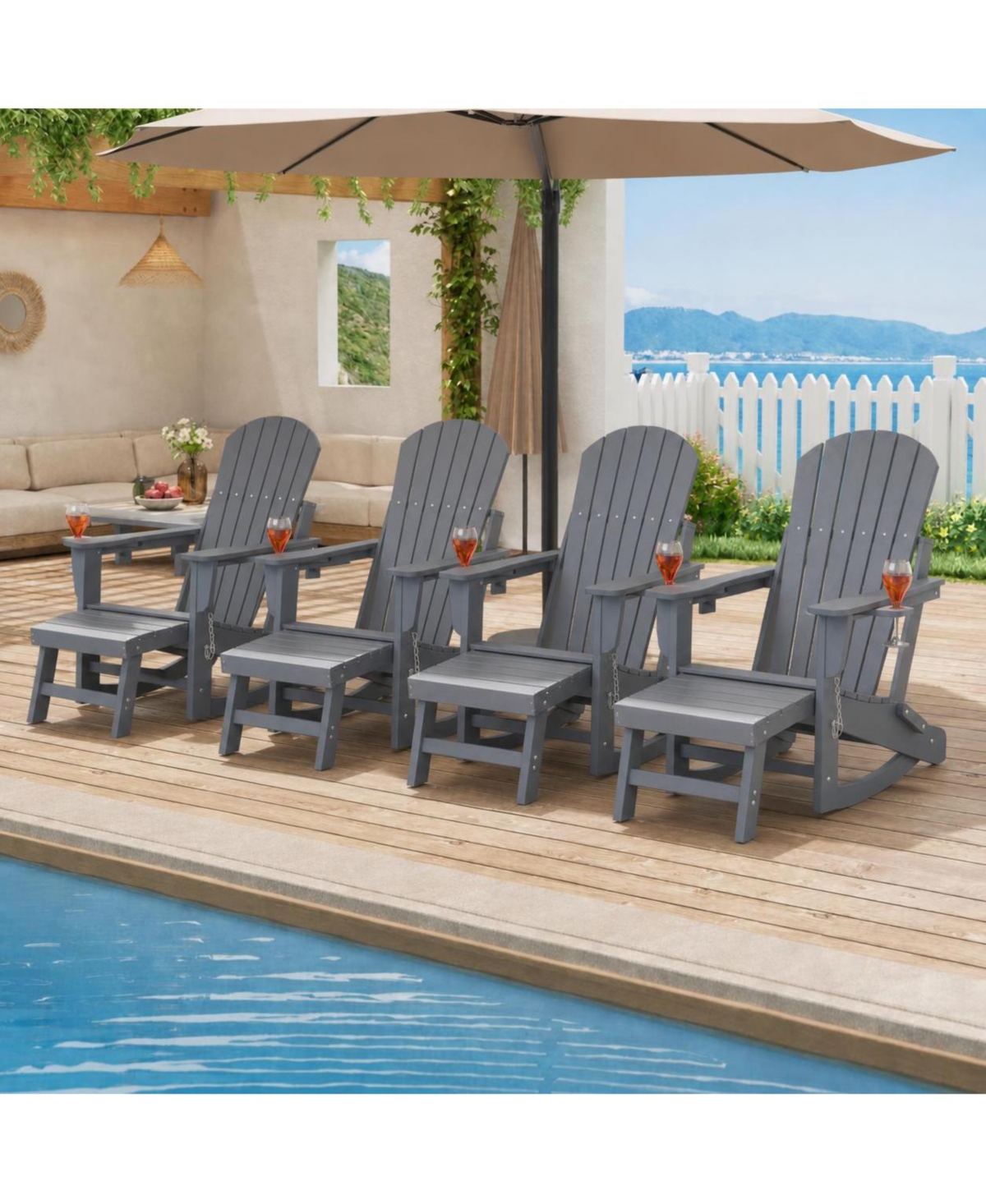 Click here for homfan Set of 4 Folding Adirondack Rocking Chairs... prices