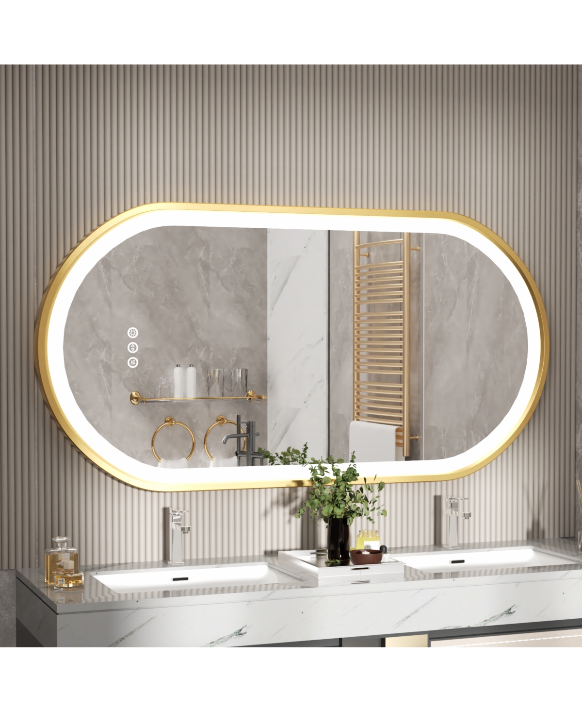 Click here for Luvodi 23.62x47.24 Anti-Fog Lighted Oval Bathroom... prices
