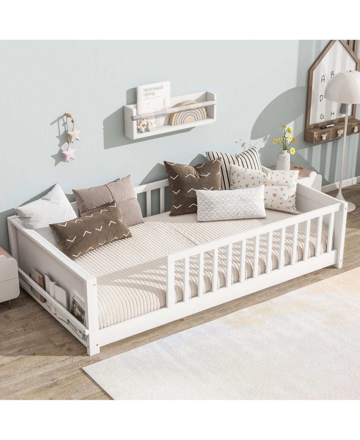 Click here for Sailvan Floor Platform Bed with Built-in Book Rack... prices