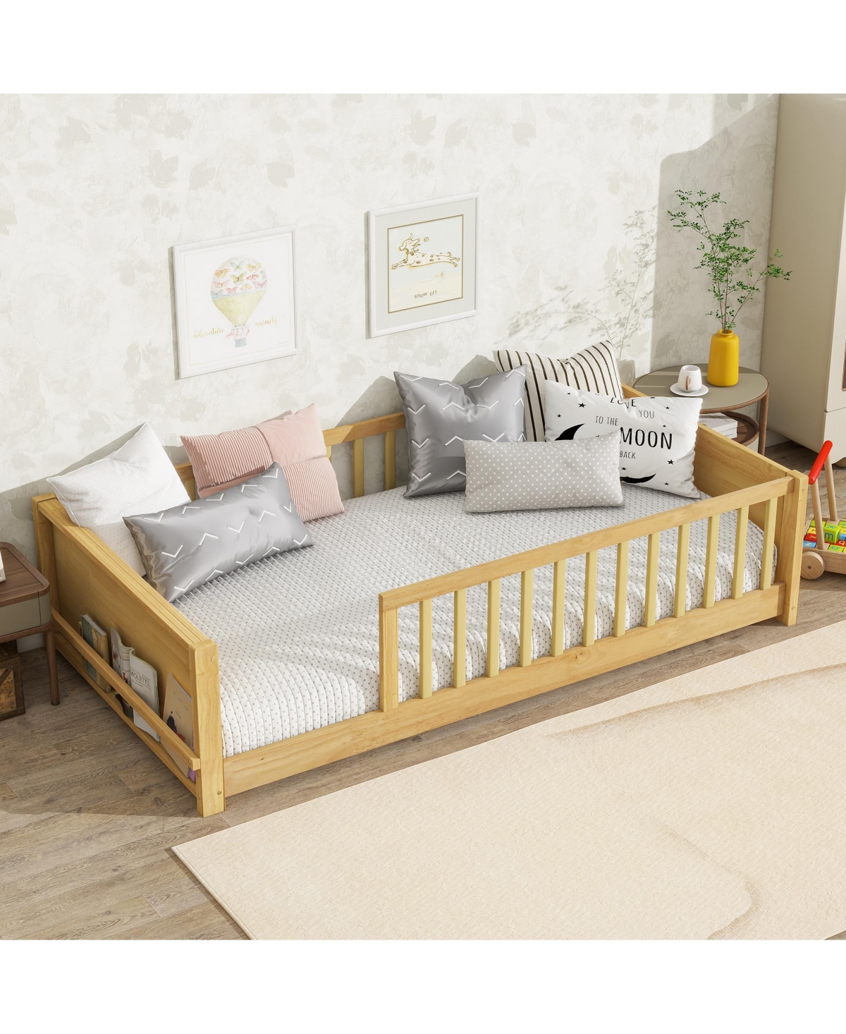 Click here for Sailvan Floor Platform Bed with Built-in Book Rack... prices